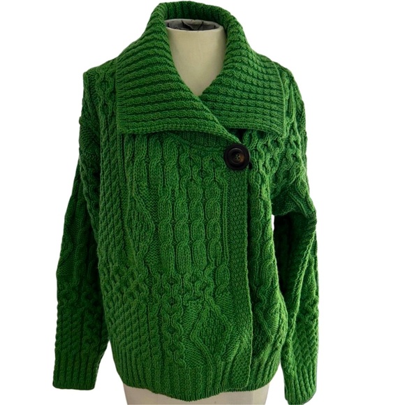 Sweaters | Cottagecore Aran Sweater Merino Wool Chunky Knit Cardigan ...